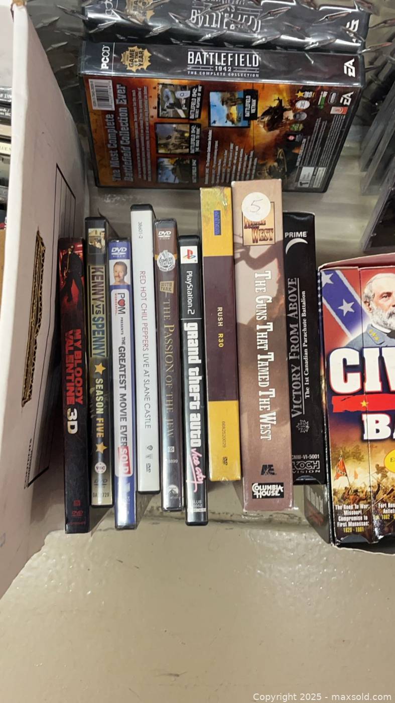 Mixed Music CDs, DVDs, VHS, Cassettes, PS2 Games ~50 | Maxsold