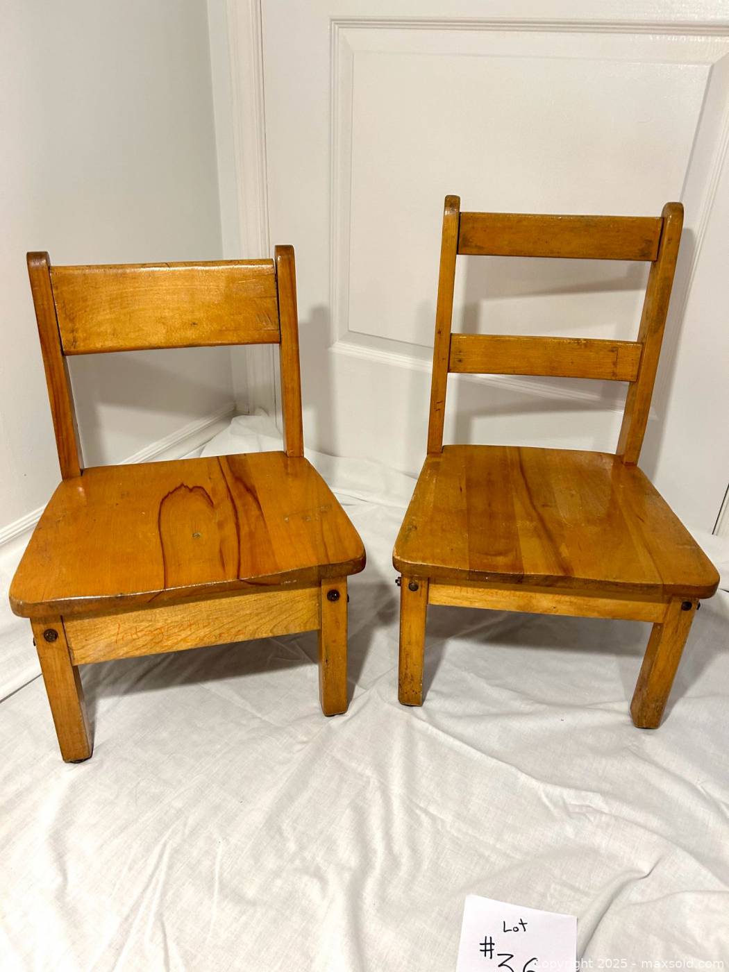 Solid wood kids chairs, toy lightsaber, candy cane prop | Maxsold