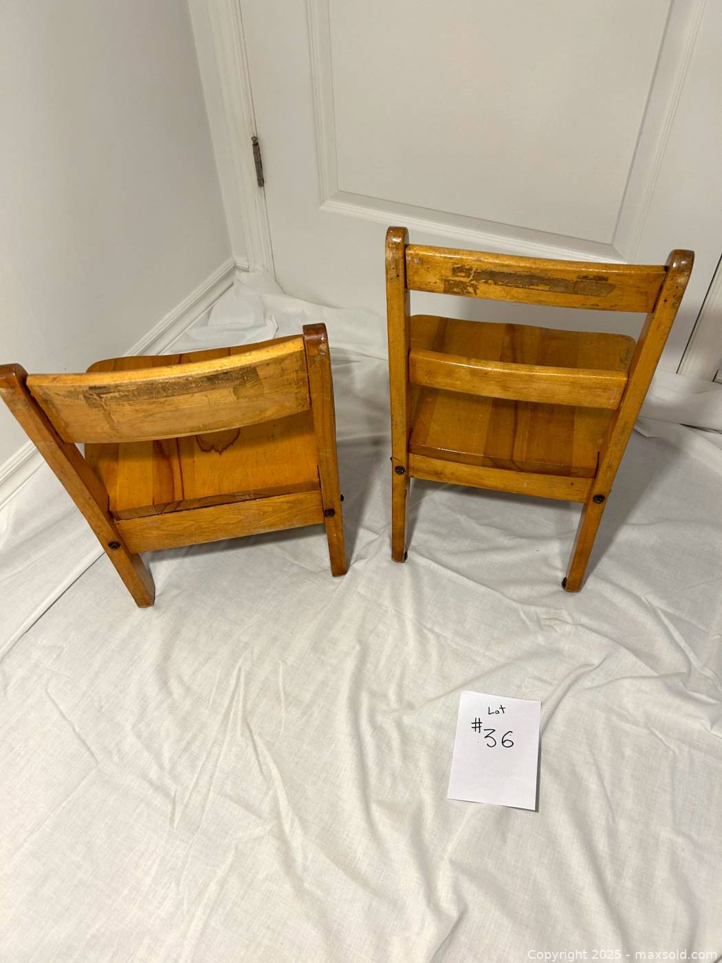 Solid wood kids chairs, toy lightsaber, candy cane prop | Maxsold