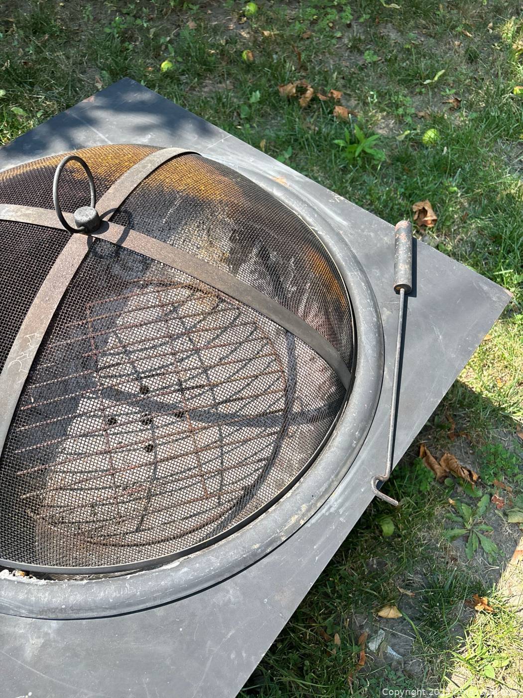 Crate & Barrel metal fire pit set 32x32x17 | Maxsold