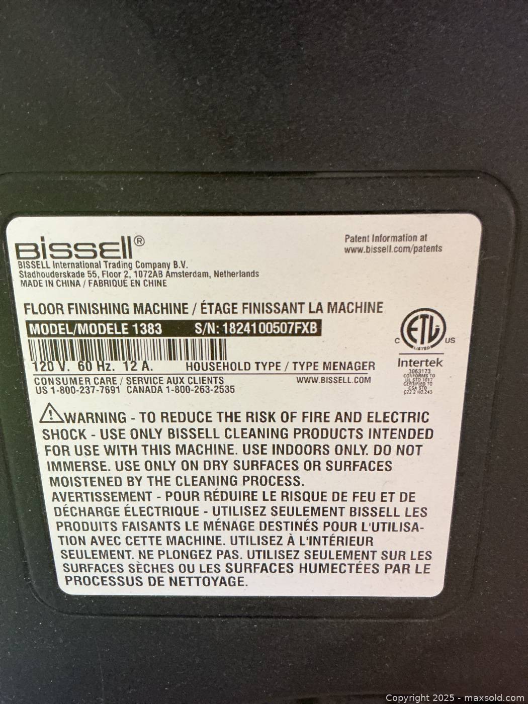 Bissell ProHeat 2X model 1383 floor finishing machine | Maxsold