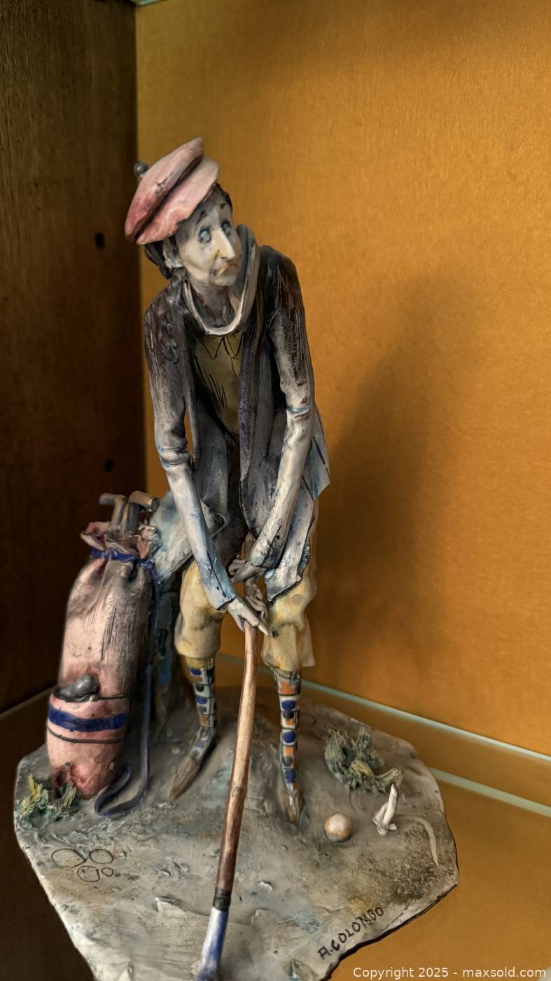 Resin golfer figurine statues signed A. Colombo, 2 pieces | Maxsold