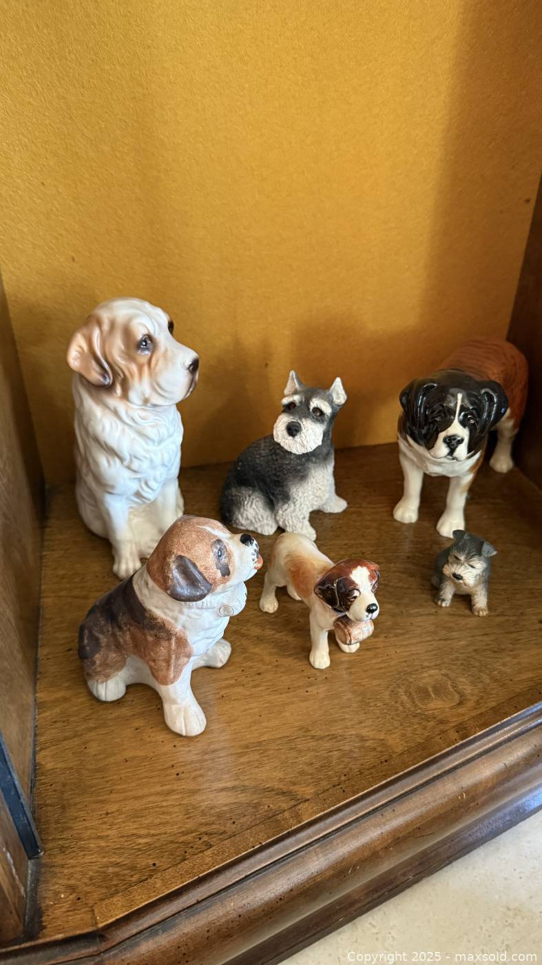 6 hand-painted ceramic dog figurines | Maxsold