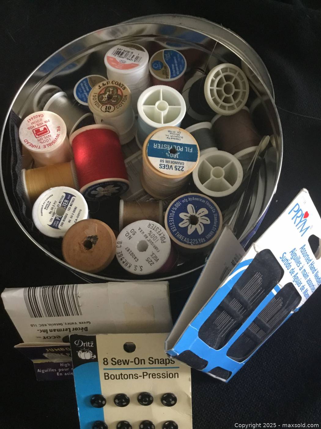 Assorted Thread Spools, Needles, Snaps | Maxsold