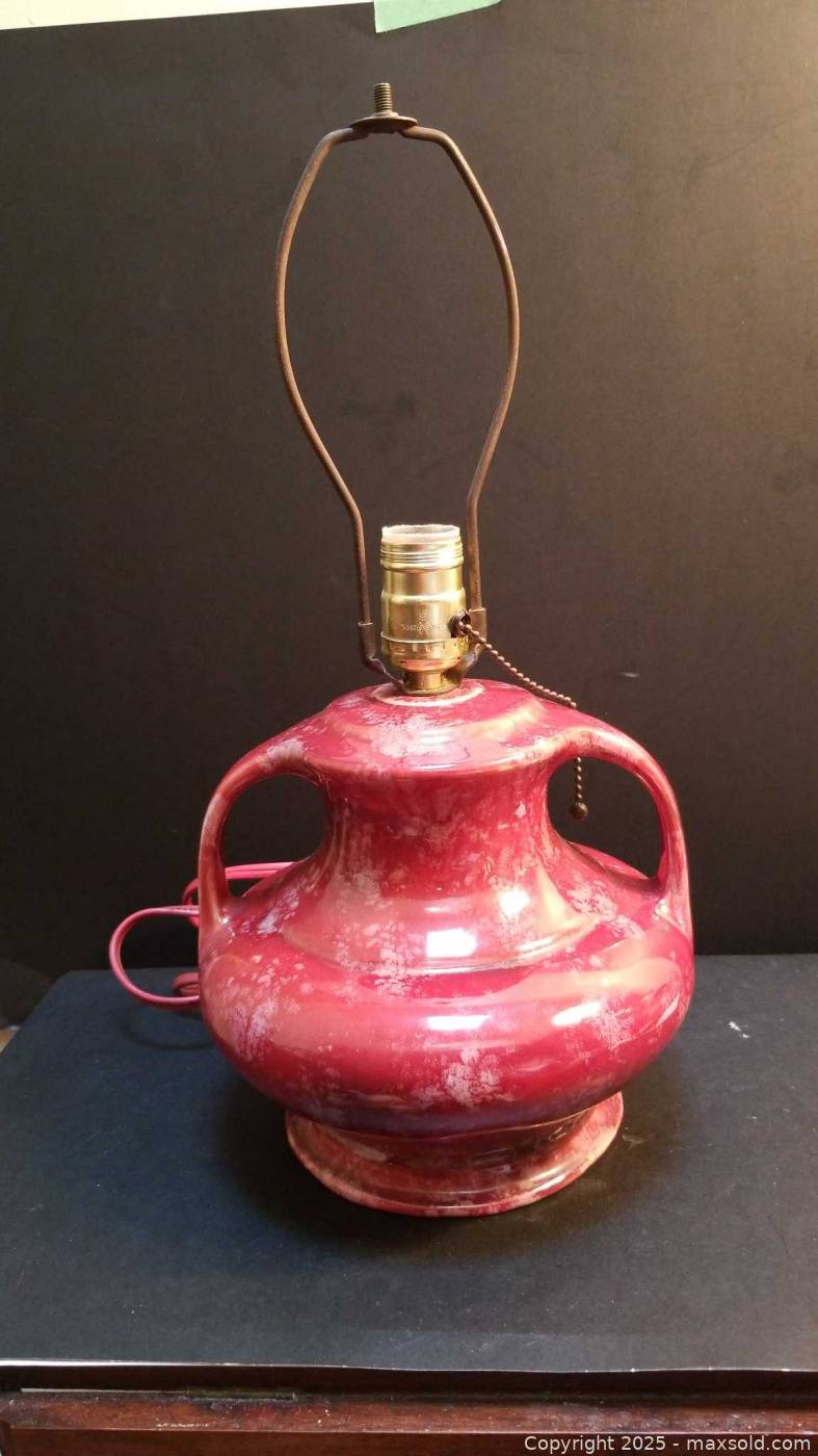 Medalta burgundy glazed ceramic lamp base | Maxsold