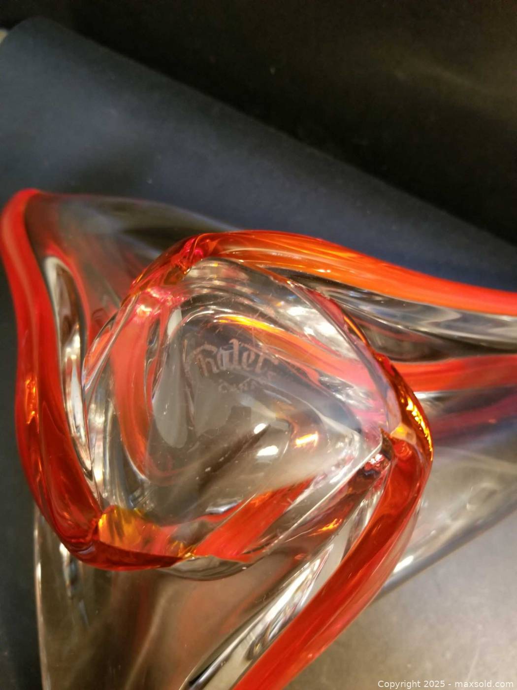 Chalet signed ribbon glass dish | Maxsold
