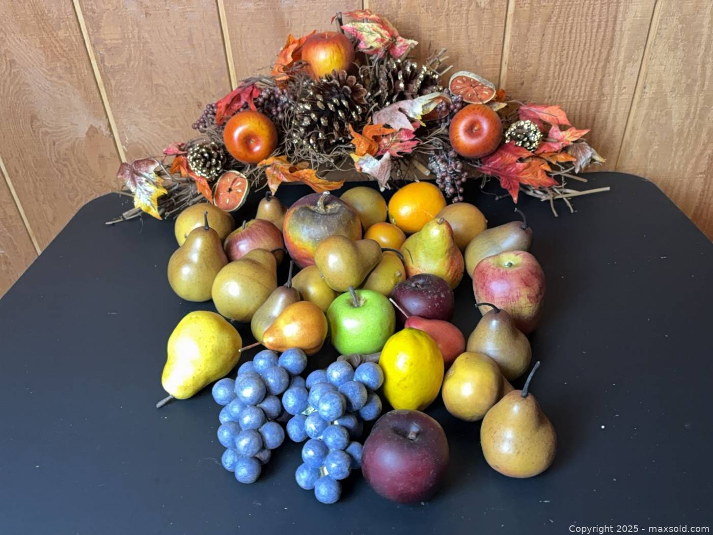 Faux fruit lot with autumn harvest swag | Maxsold