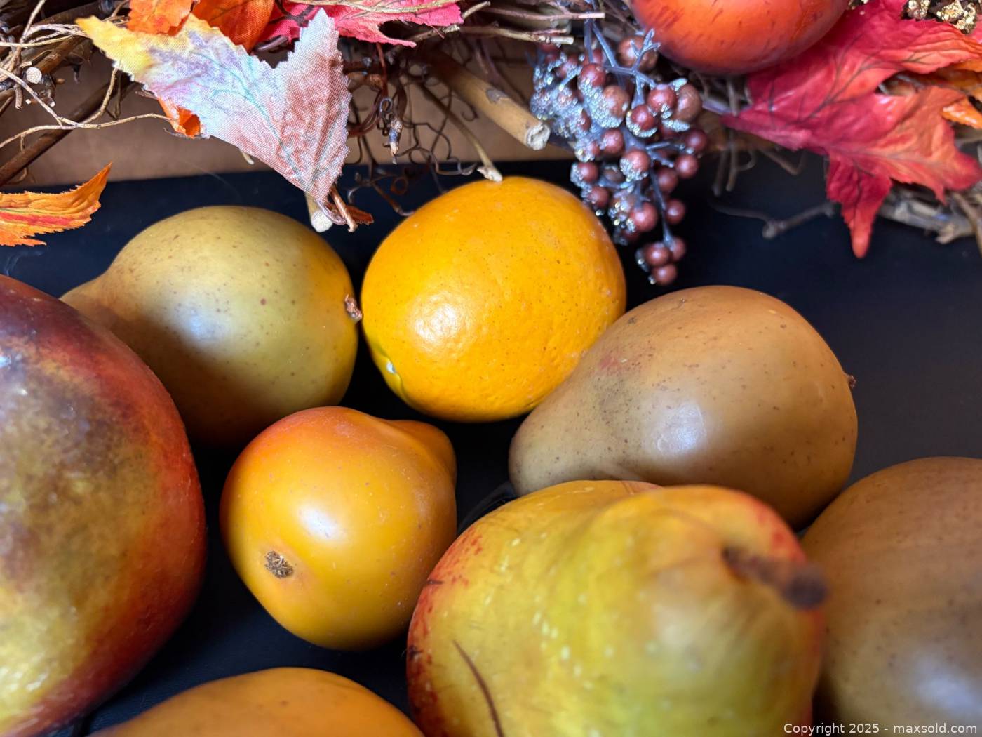 Faux fruit lot with autumn harvest swag | Maxsold
