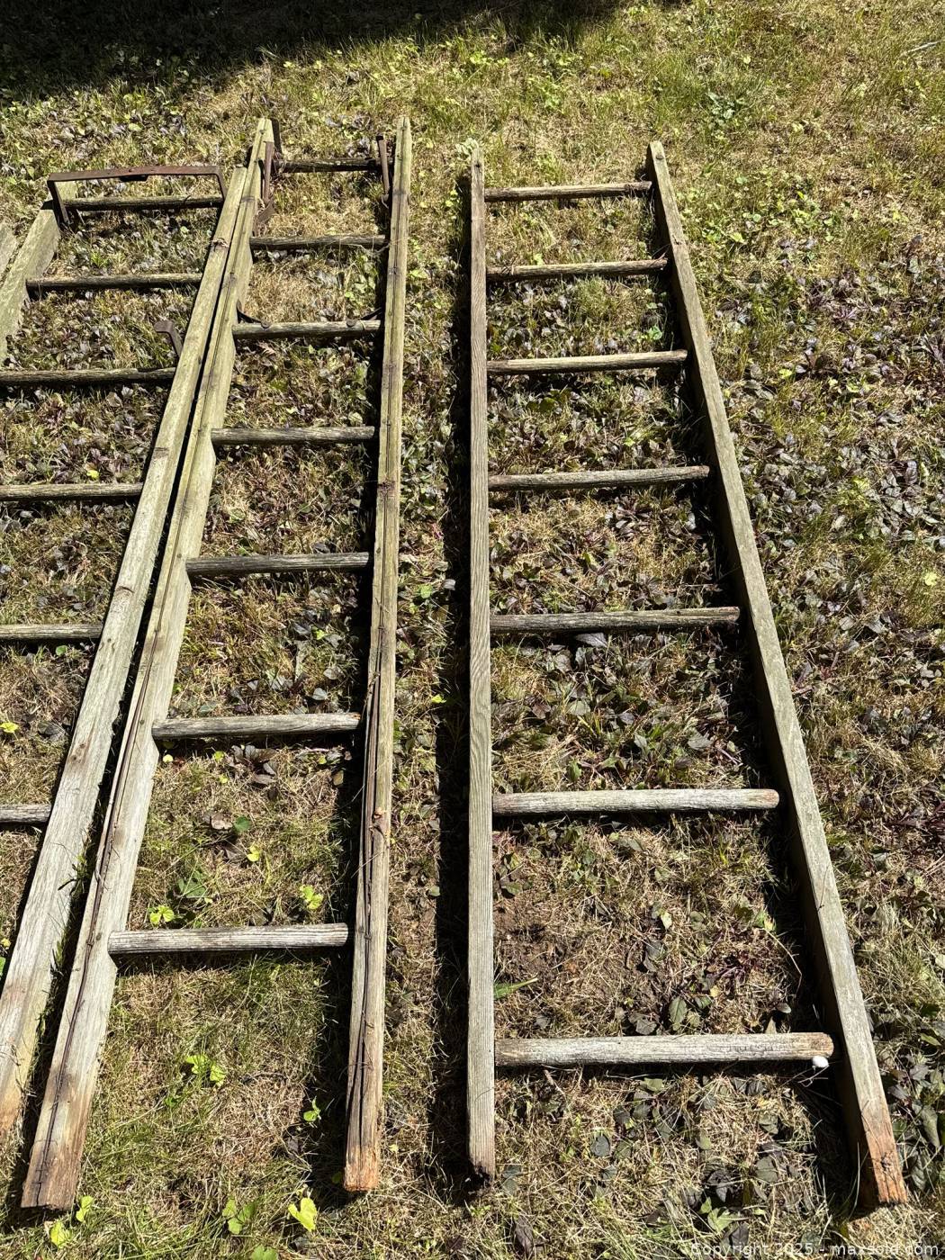 Five rustic wooden ladders, longest 91" | Maxsold