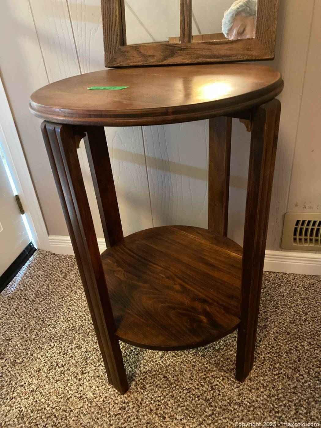 Wooden stools and arched pane mirror | Maxsold