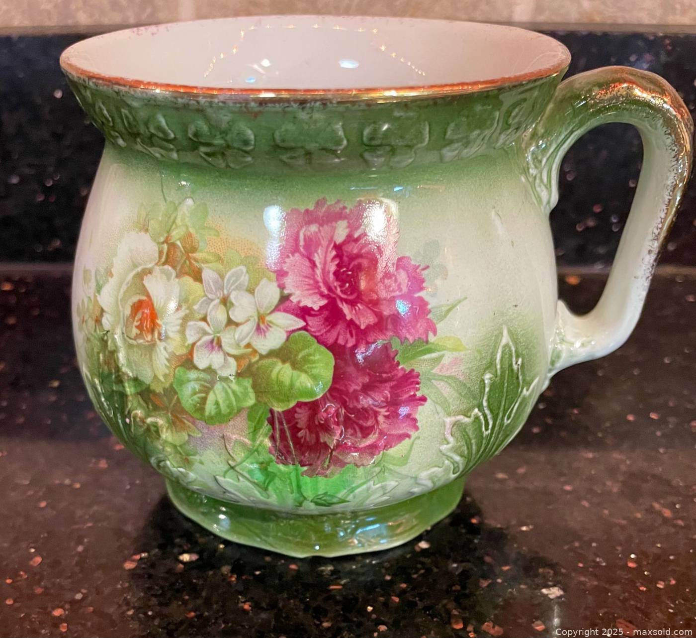 Antique Stanley Pottery green floral mug | Maxsold