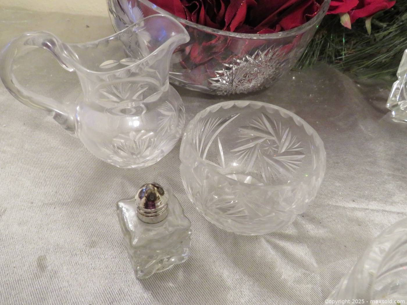 Vintage cut lead crystal bowls creamer sugar | Maxsold