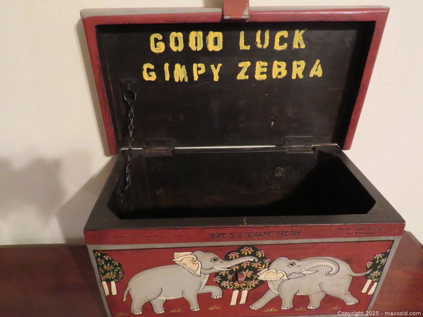Wooden Lucky Chest, Palm Tree Trunk, Painted 3-Drawer Chest | Maxsold