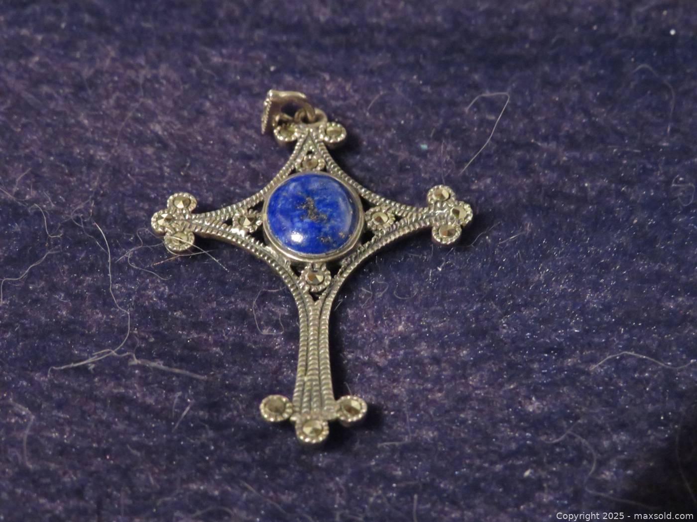 Sterling Silver Lapis Lazuli Cross Pendant | Maxsold
