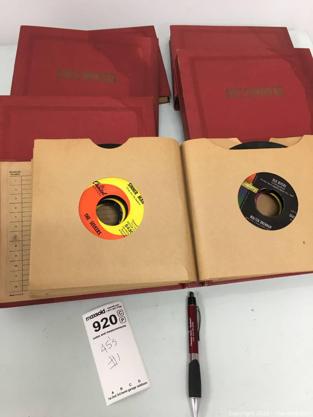 Approximately 72 7" 45 RPM Records in 6 Red Albums | Maxsold