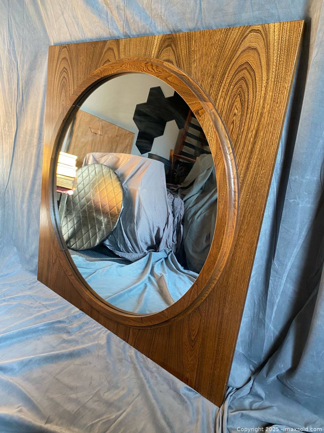 Large solid wood mid-century modern mirror | Maxsold