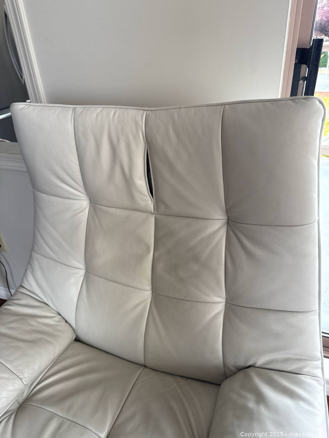 Natuzzi Re-Vive leather swivel chair & ottoman | Maxsold