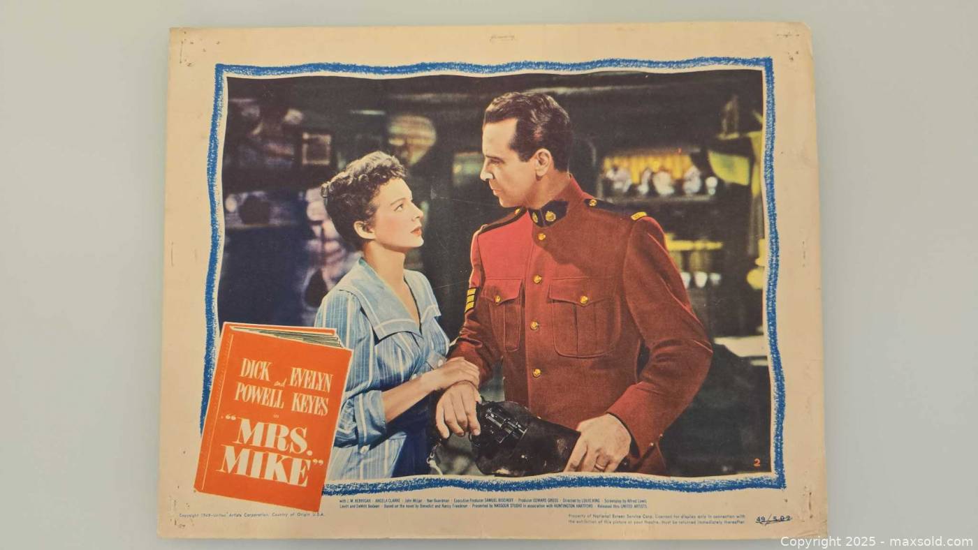 1949 United Artists Mrs. Mike lobby cards and one-sheet poster | Maxsold