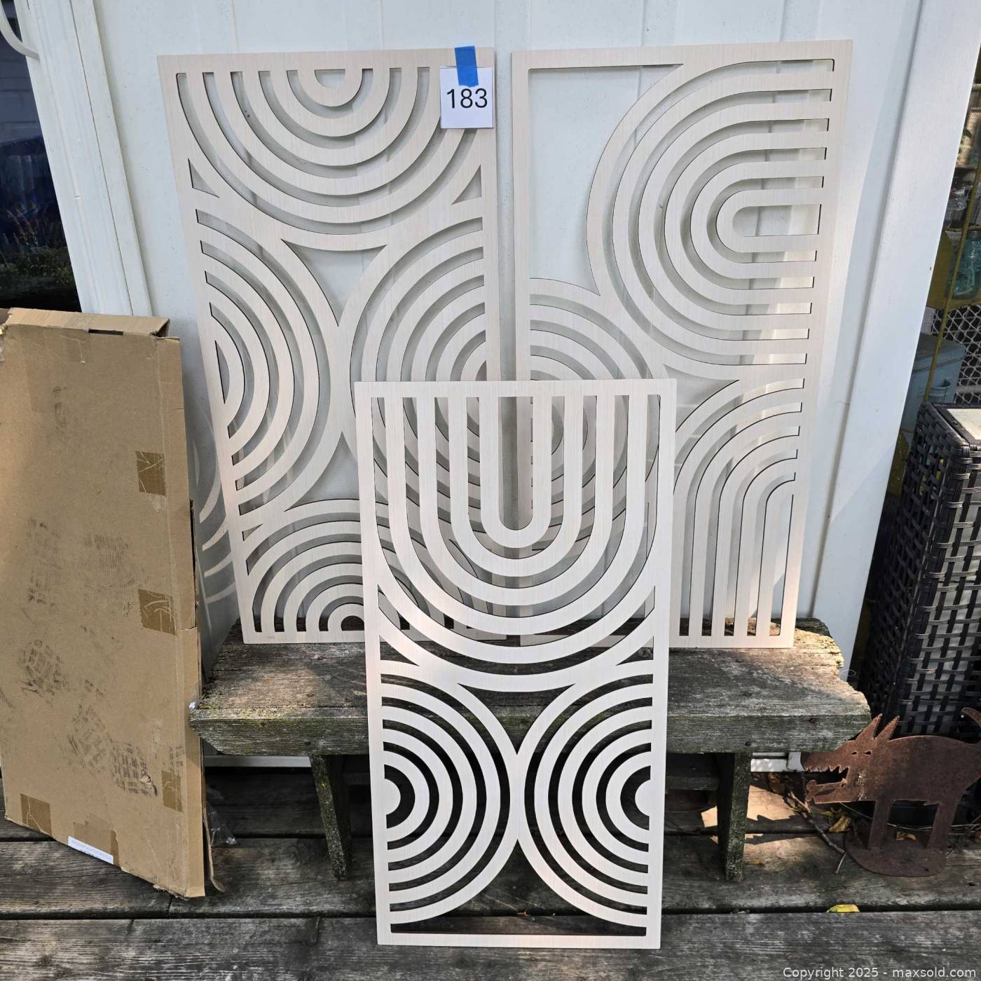 3 geometric wood wall panel hangings | Maxsold