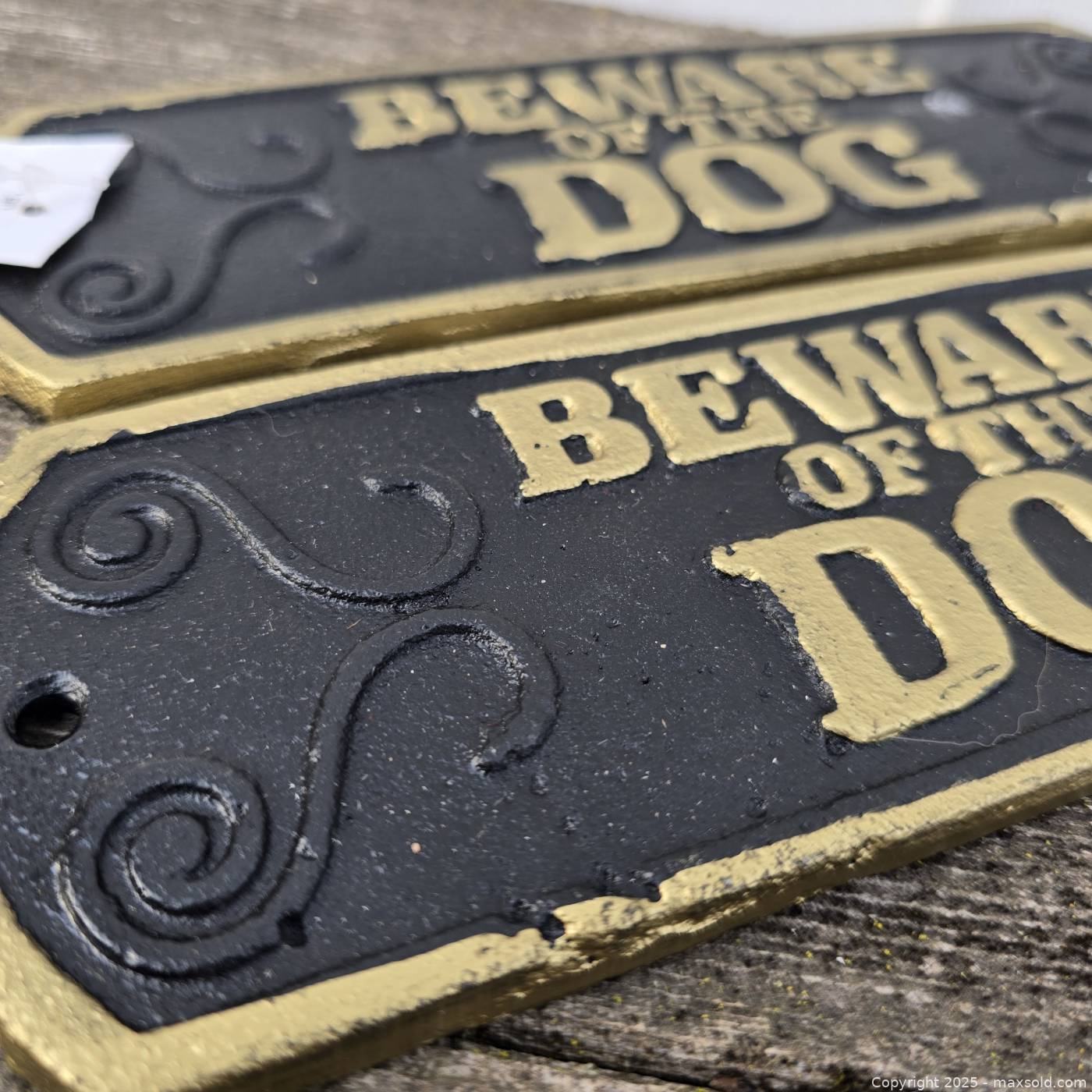 Painted Cast Iron Beware Of Dog Signs | Maxsold