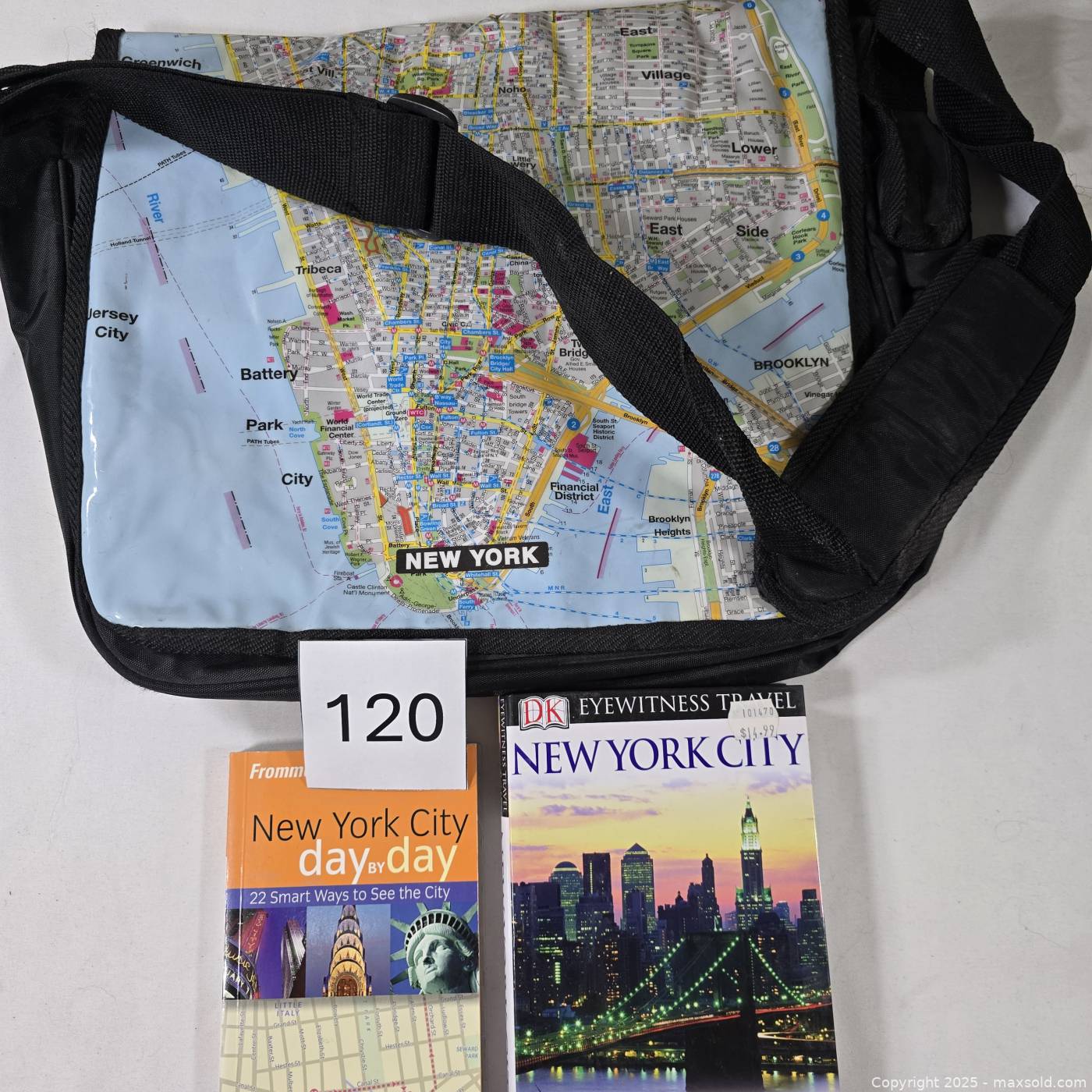NY subway map messenger bag and 2 NYC travel guides | Maxsold