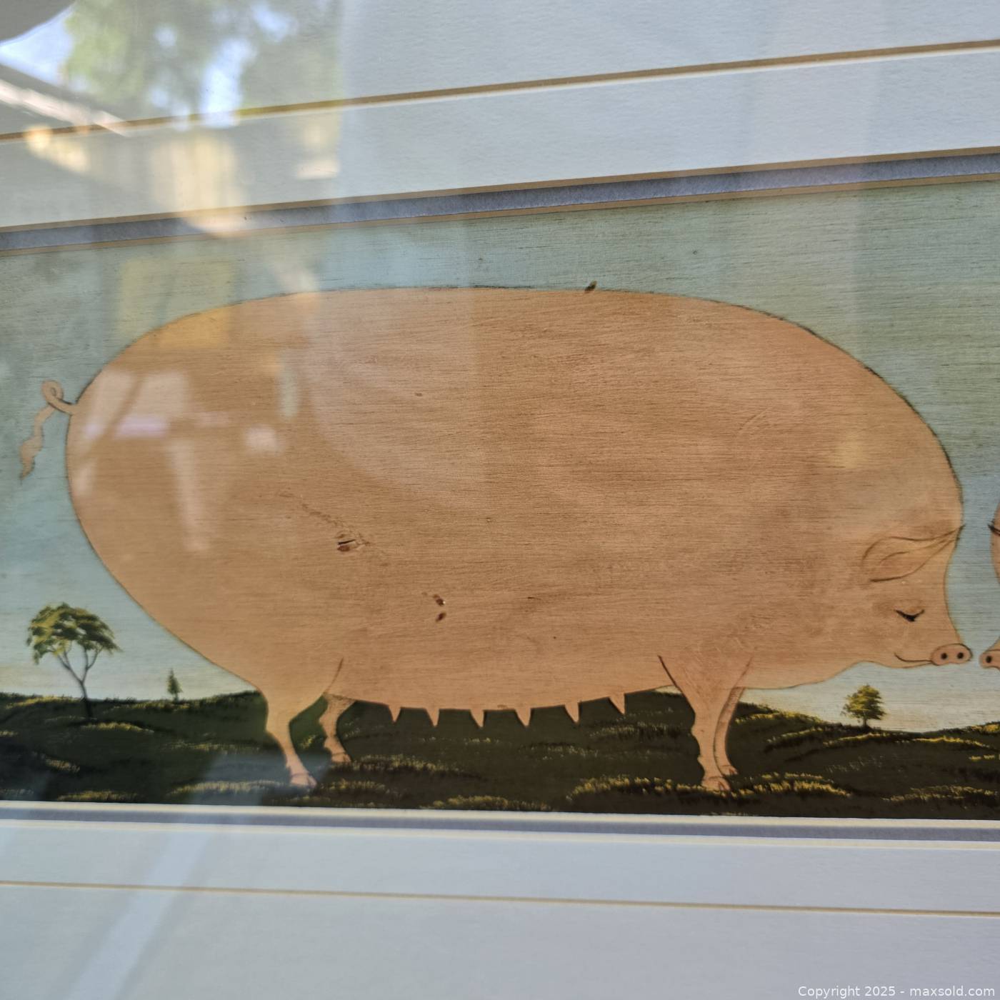 Warren Kimble framed folk art pigs print | Maxsold