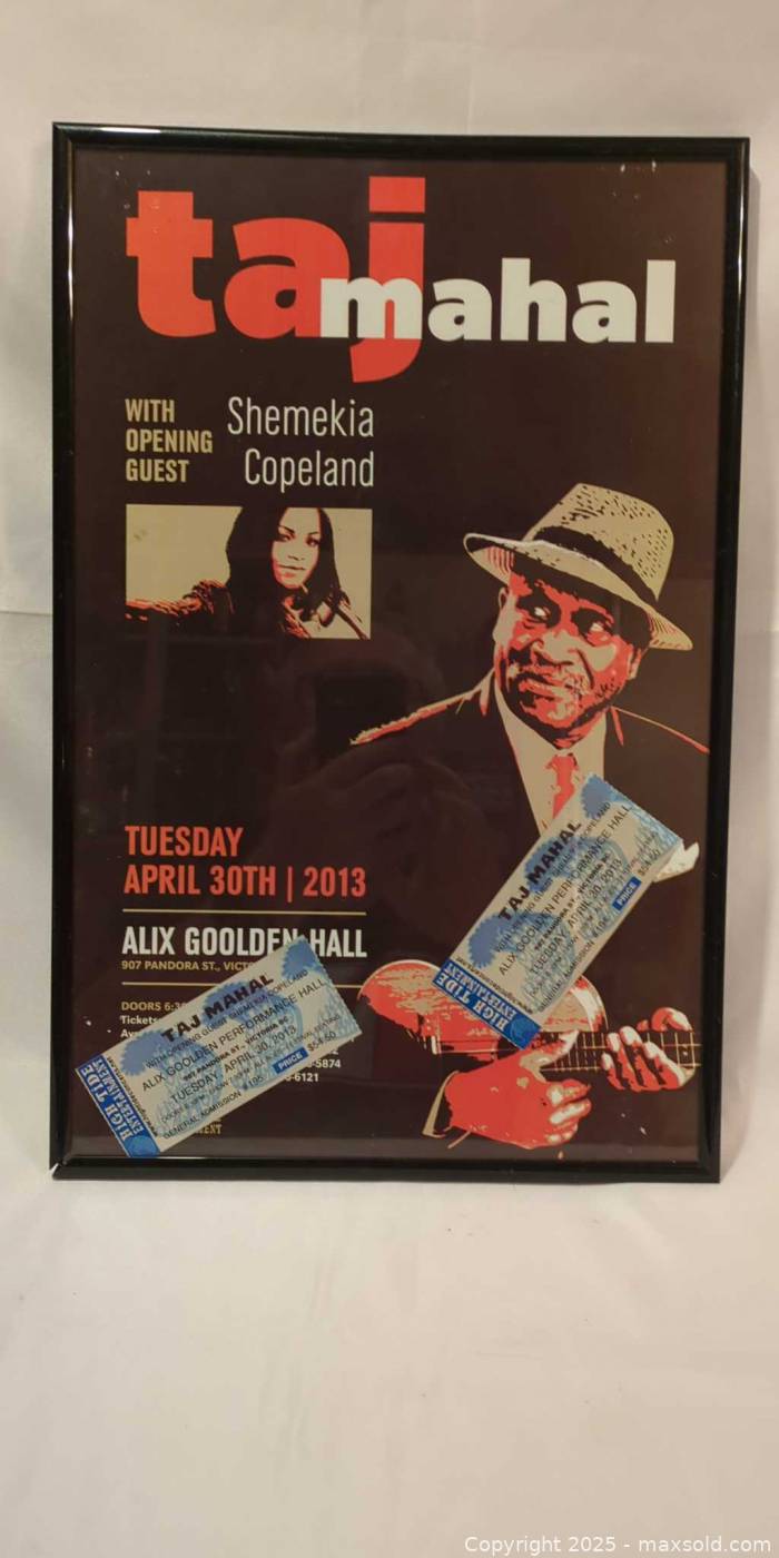 Framed Taj Mahal concert poster with tickets | Maxsold