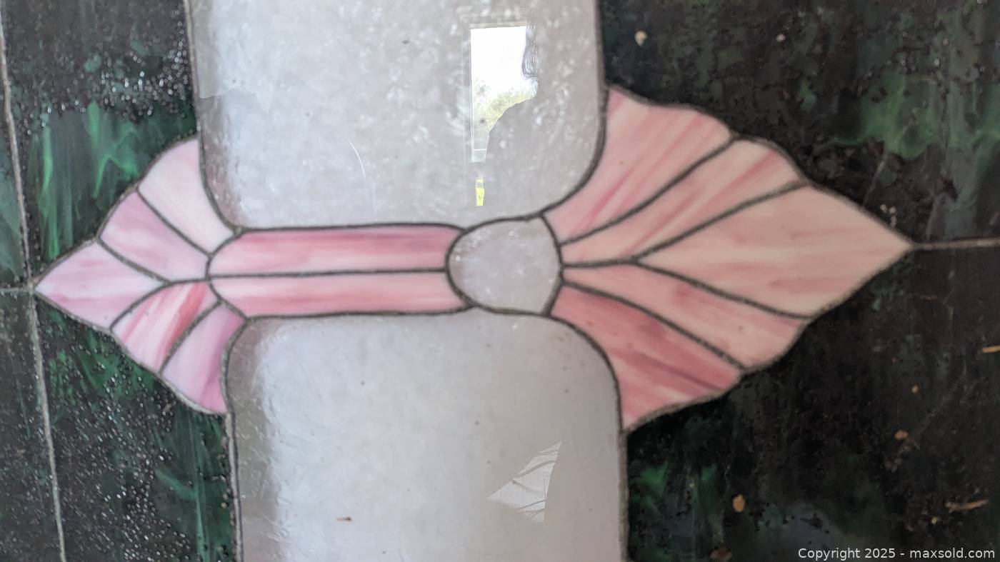 Leaded stained glass hanging window panel 30 x 34 in | Maxsold