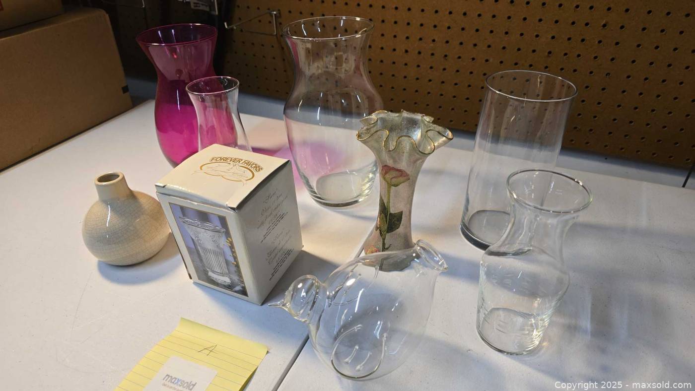 Assorted glass and ceramic vases, 11-piece lot | Maxsold