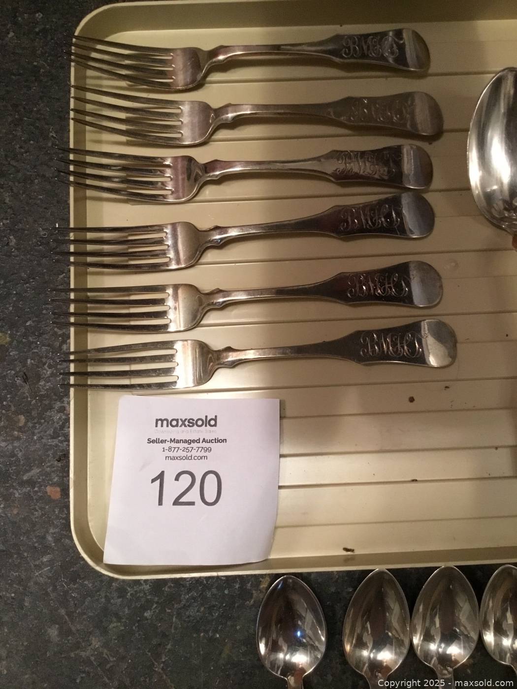 Sterling silver flatware 6 forks 4 serving spoons 7 teaspoons 17-pc ...