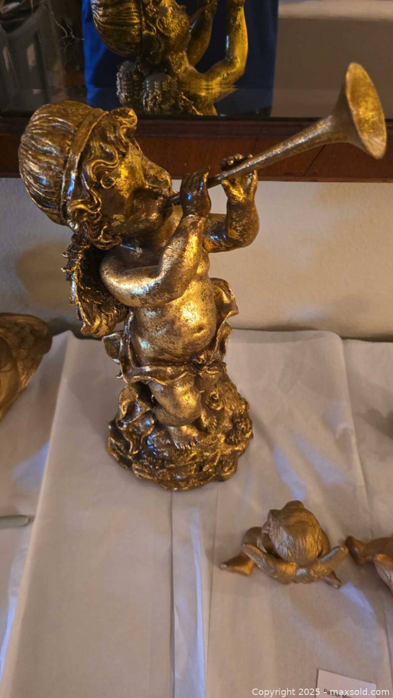 Gold Metallic Angel and Cherub Figurines & Candles | Maxsold