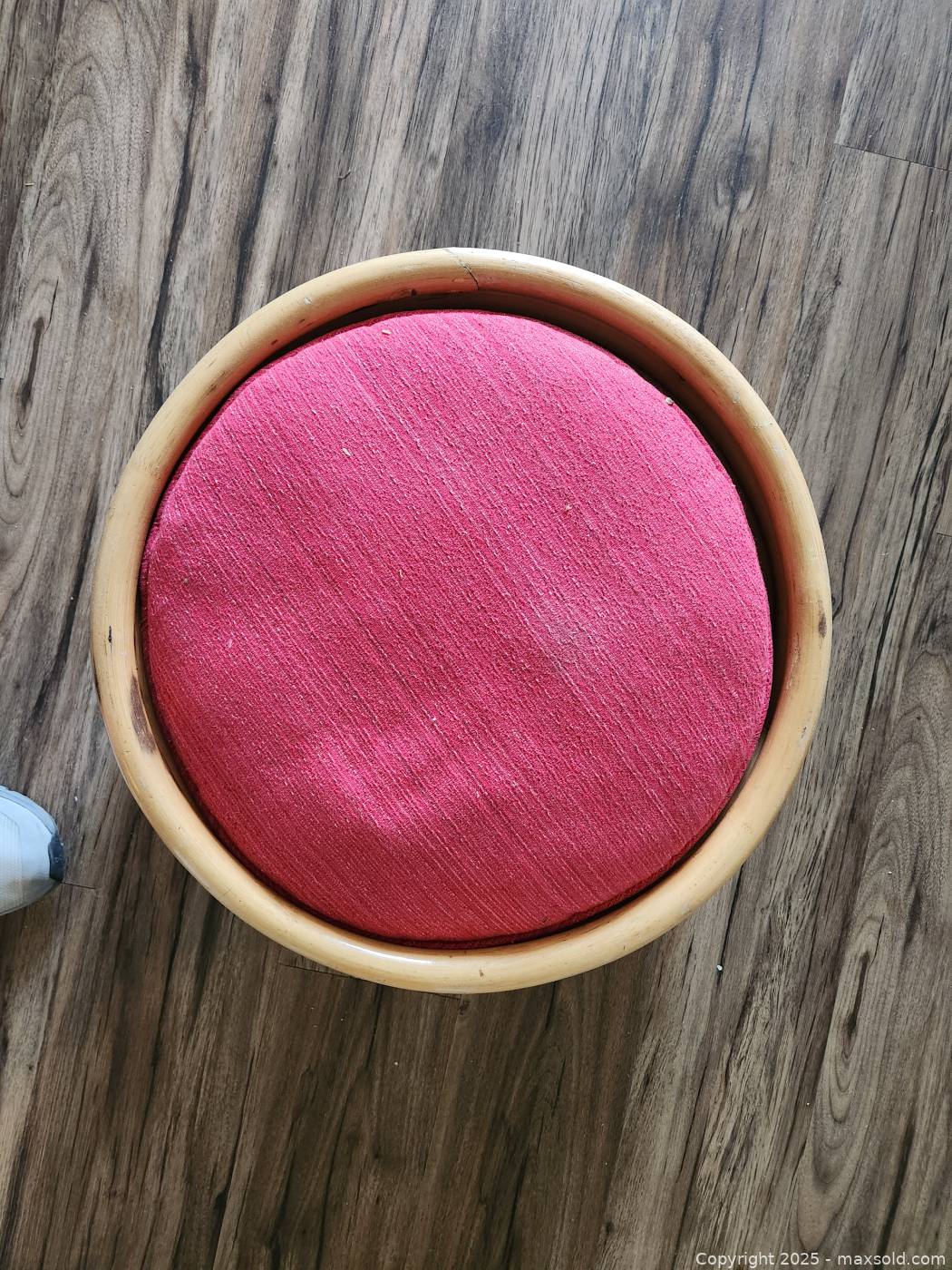 Round rattan bamboo ottoman footstool | Maxsold