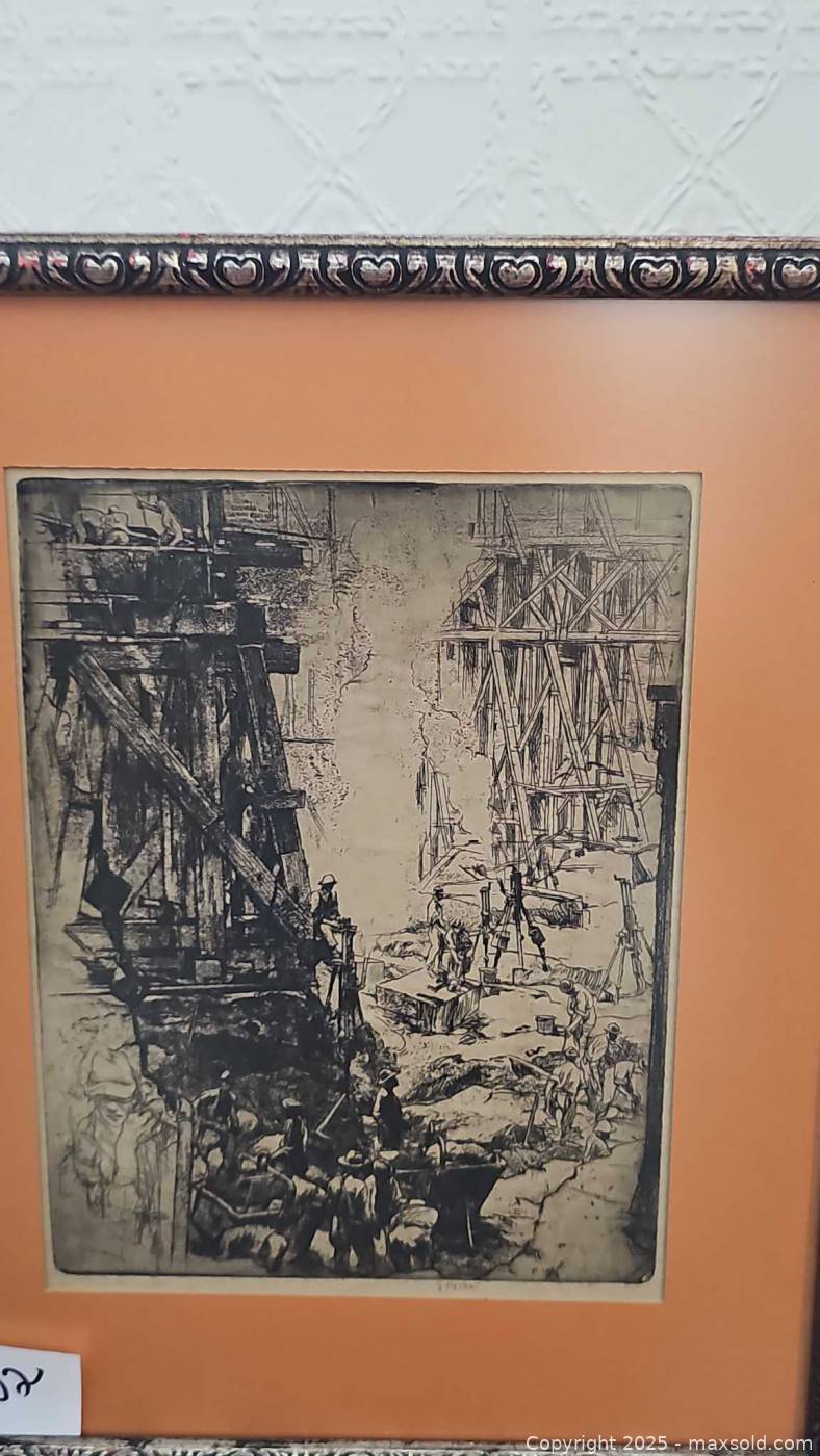 Earl Horter signed framed etching | Maxsold