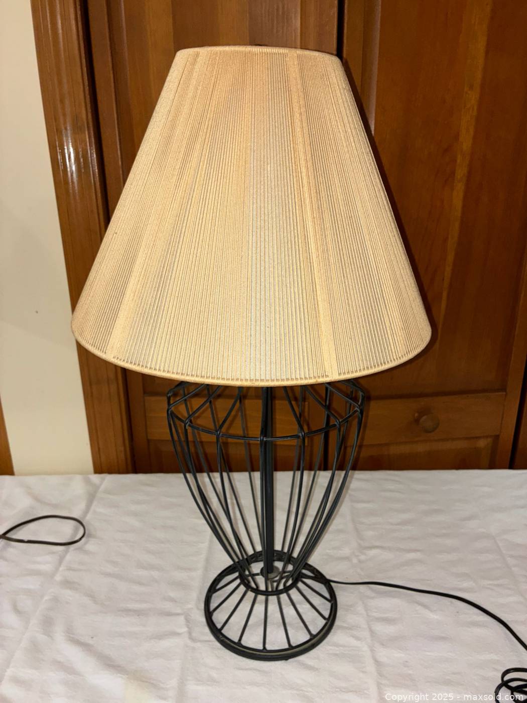 Brushed Metal And Wire Frame Table Lamps | Maxsold