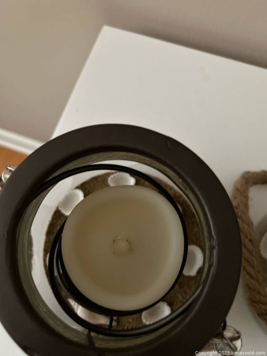 Battery operated jute glass lanterns pair | Maxsold