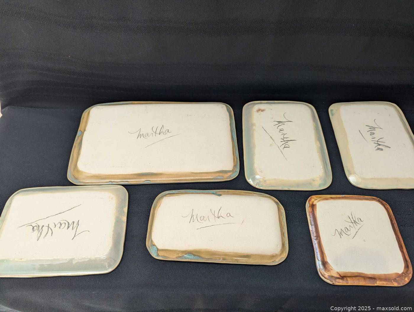 Martha Jack seafoam green studio pottery trays | Maxsold