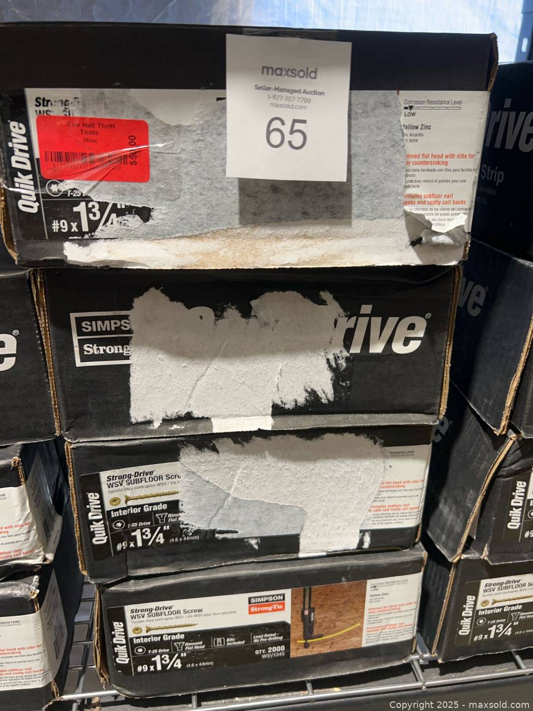 Simpson Strong-Drive WSV134S Subfloor Screws, 4 Boxes | Maxsold