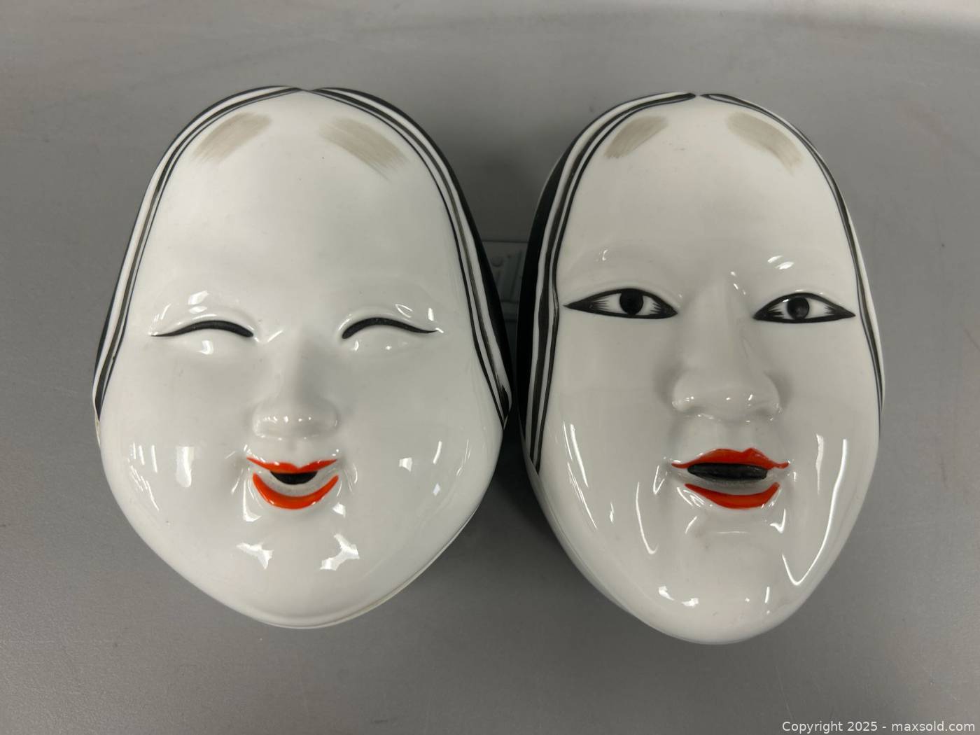Pair Toscany Japanese Noh Mask Trinket Boxes | Maxsold