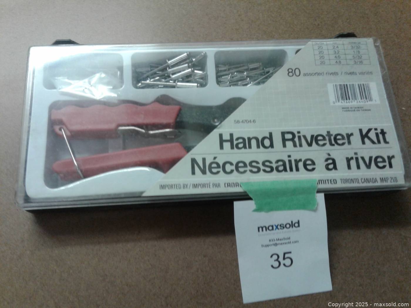 Hand riveter kit with 80 assorted rivets | Maxsold