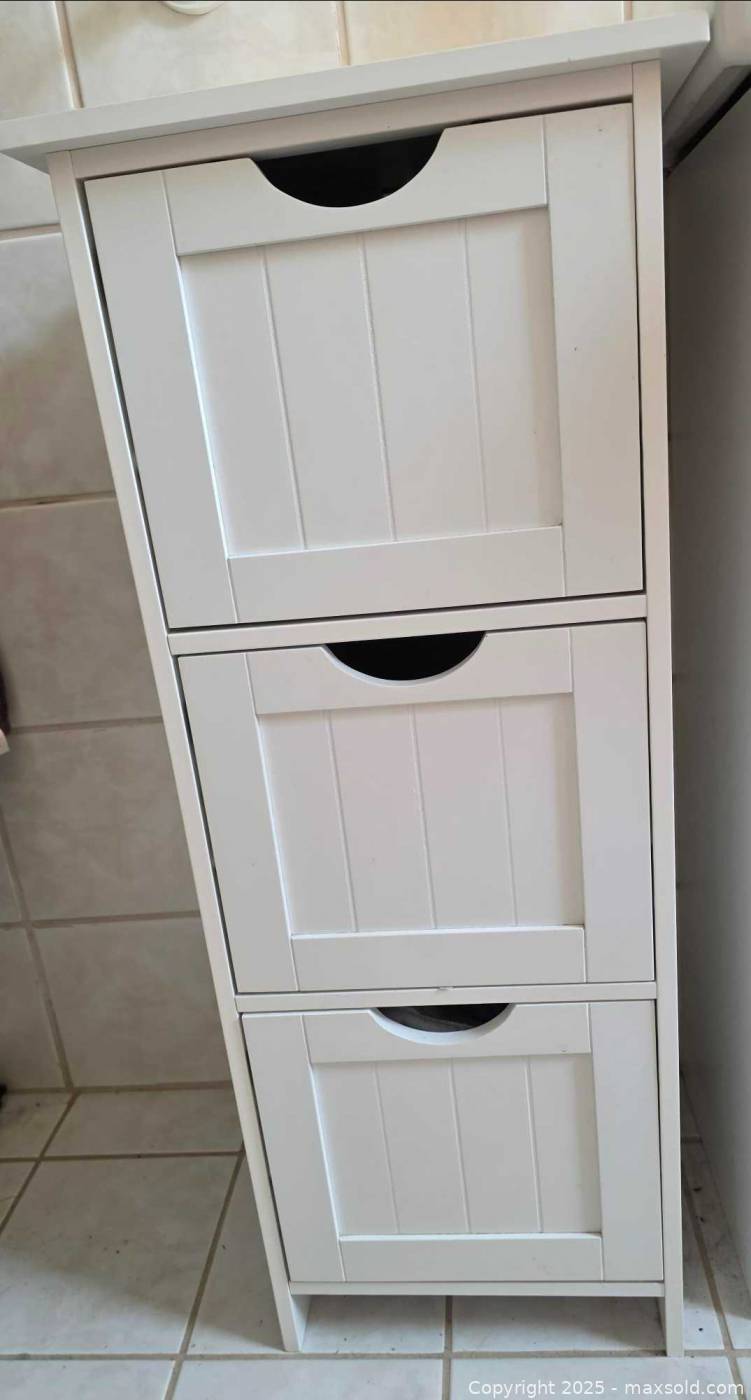 Small White 3-Drawer Cabinet | Maxsold