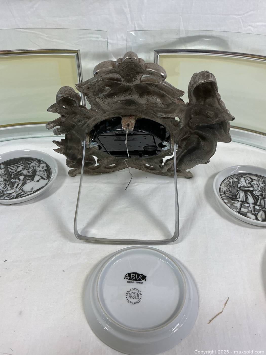 Pewter Clock, Frames, Brass Tray & Misc Decor | Maxsold