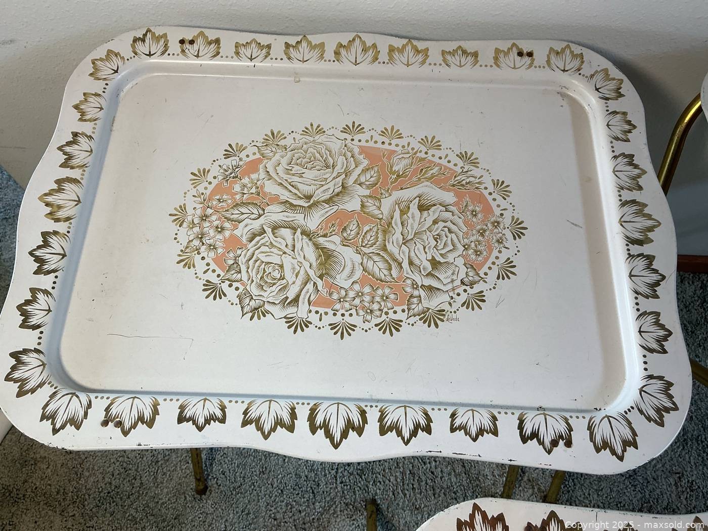 Vintage Folding Metal Tray Tables Set | Maxsold
