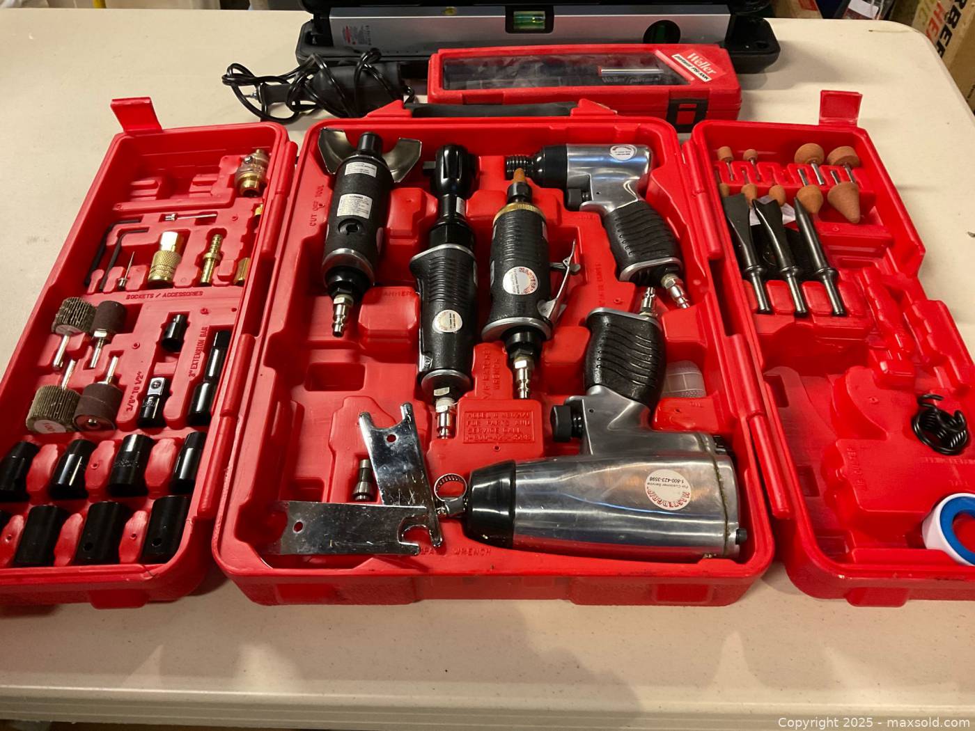 Mastergrip air tool kit, LaserPro laser level, Dremel engraver, Weller butane soldering iron ...