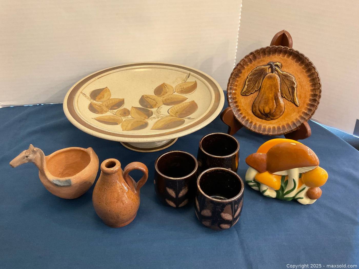 Pedestal cake plate, Taos Pueblo animal bowl, cups and decorative ...