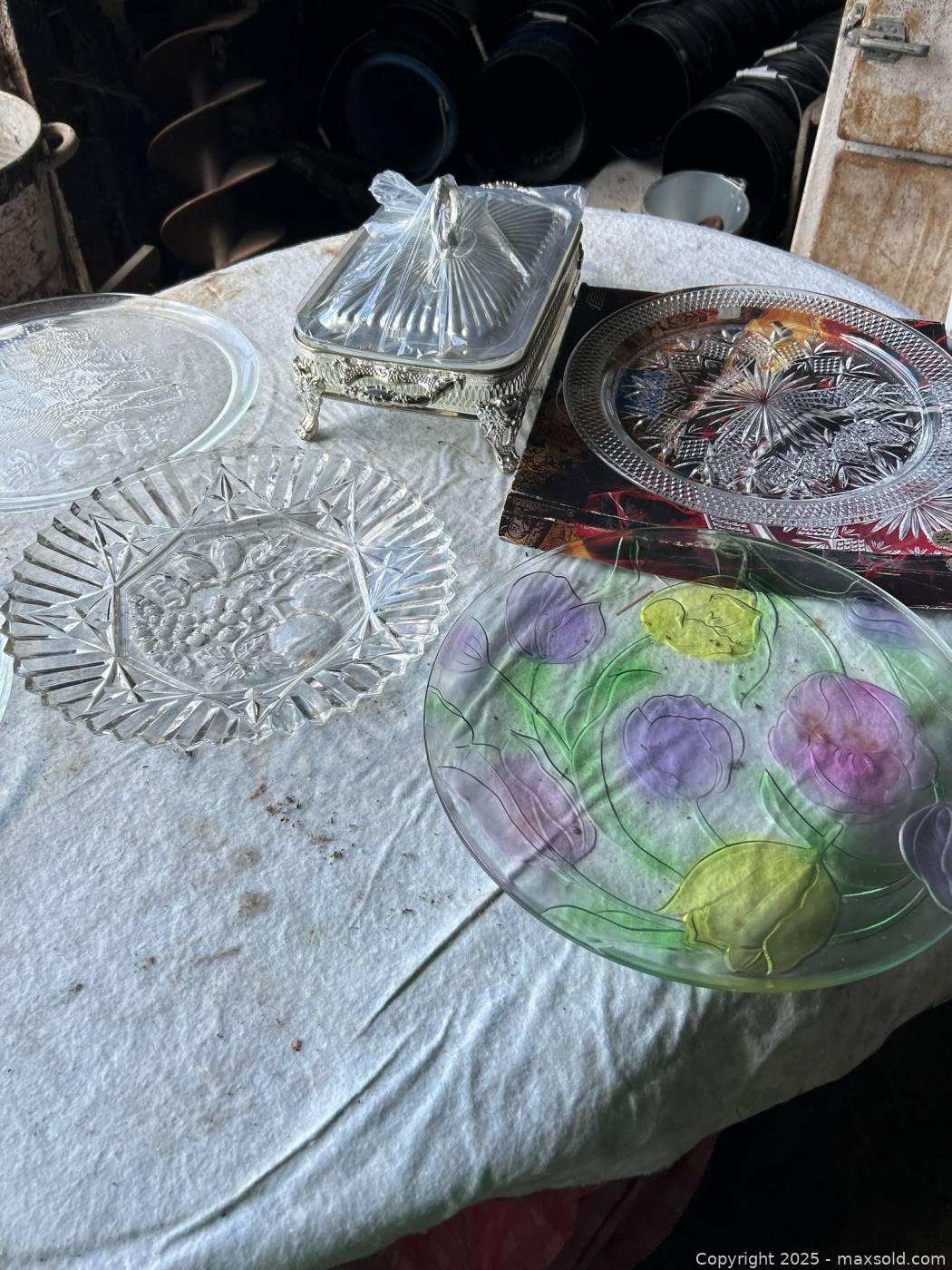 Glass plates and covered serving dish | Maxsold