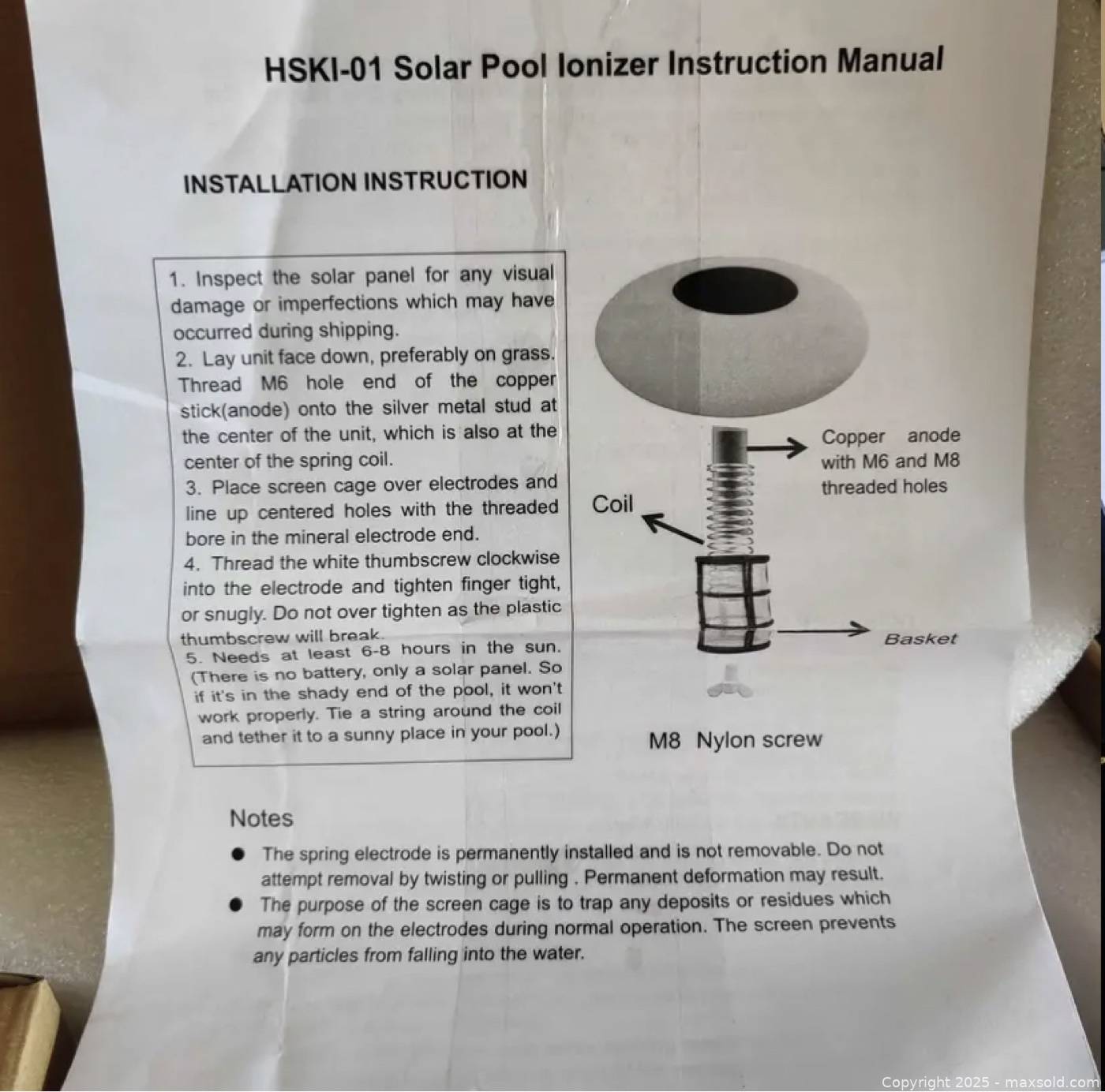 Solar powered pool water purifier ionizer | Maxsold