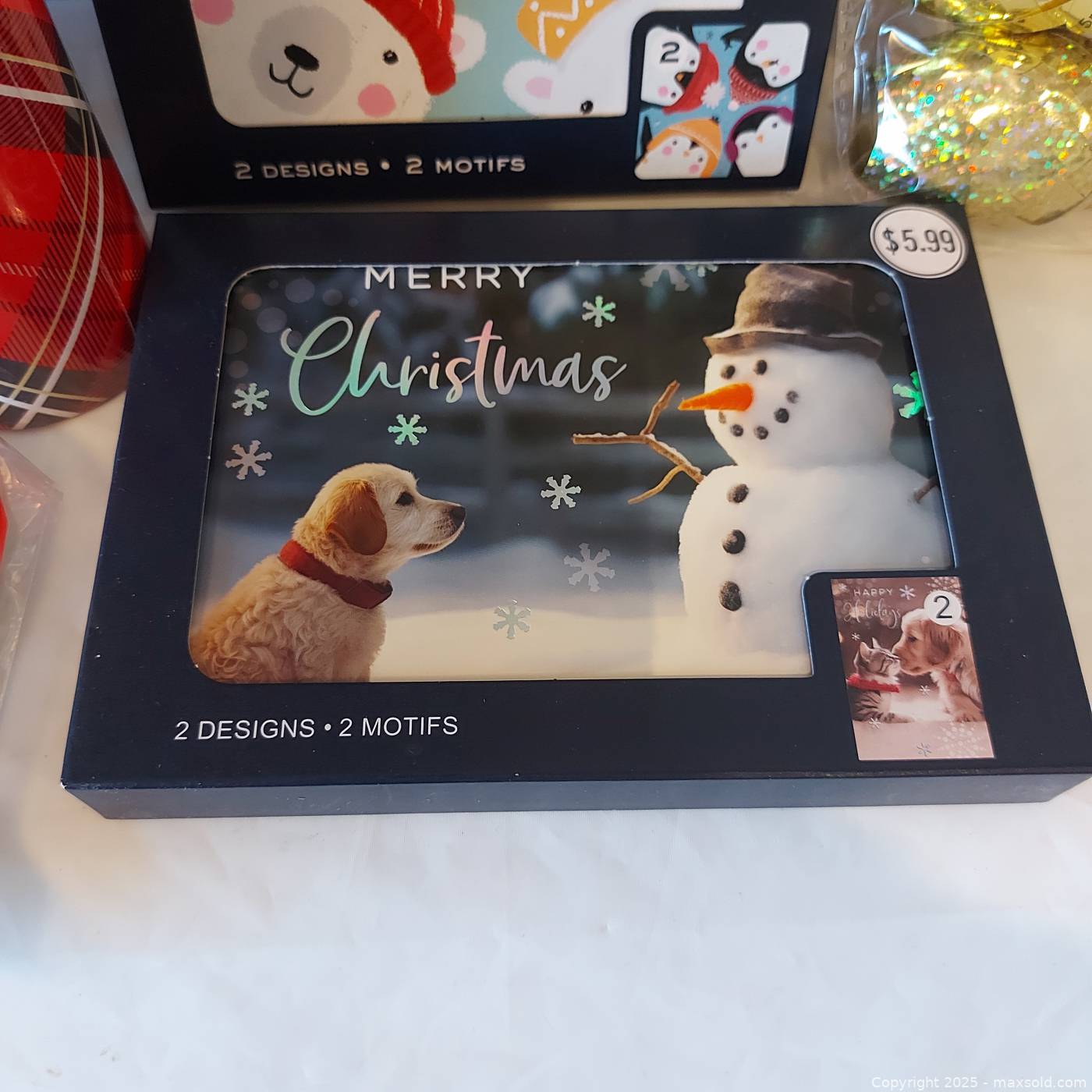 Tom Smith Christmas gift wrap set, cards, tags, ribbons, Scotch tape ...