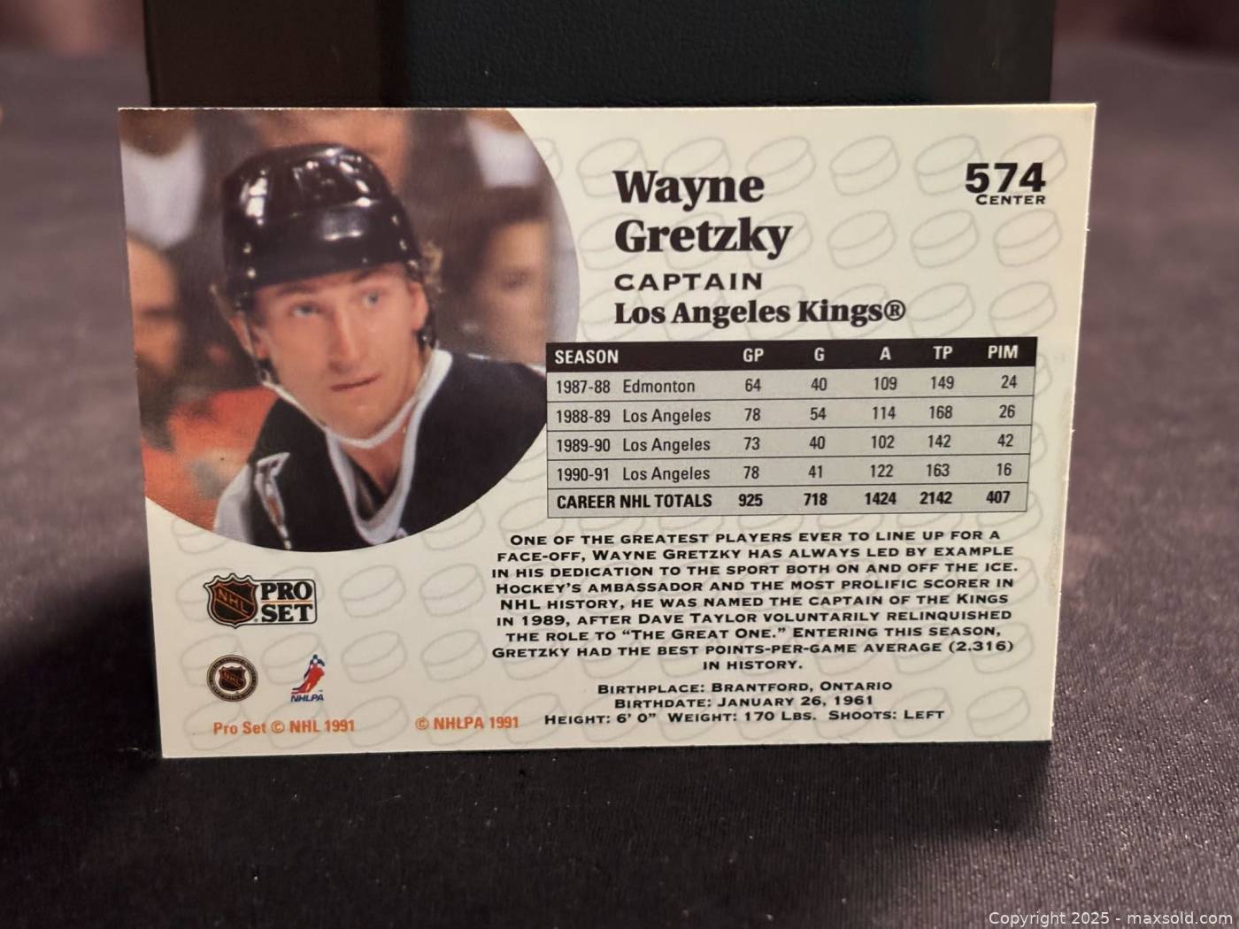 1991-92 Wayne Gretzky Pro Set #574 Card | Maxsold