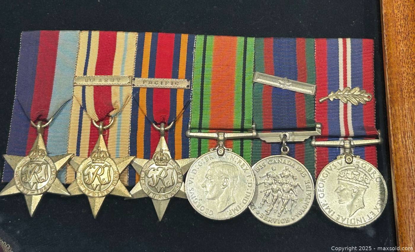 Framed WWII Medal Group With RCAF Badges | Maxsold