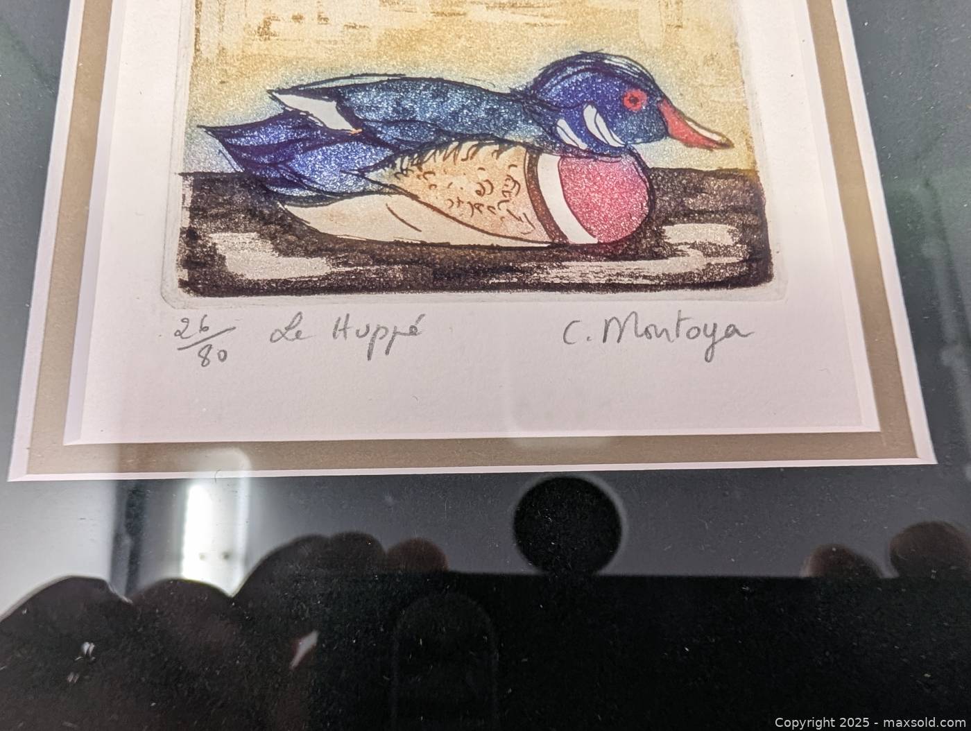 Le Huppe limited edition etching 26/80 signed C. Montoya | Maxsold
